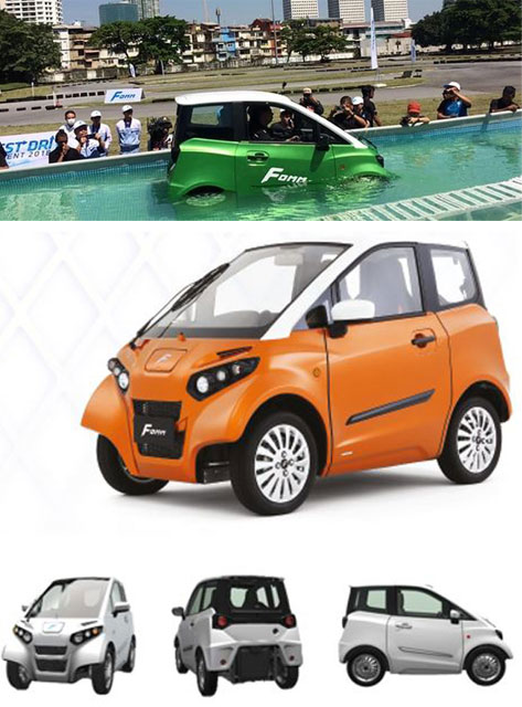 水に浮く4人乗り小型電気自動車 – WEB防災情報新聞